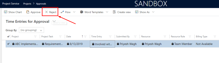 Time/Expense Entry Rejection comments in D365 PSA v3 | D365 Demystified