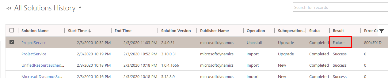 Check Managed Solution failures in Solution History in Dynamics 365 CRM ...