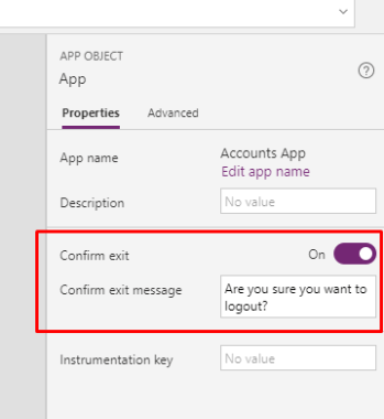 Implementing Exit app, Logout and Confirm Exit features in a Canvas ...