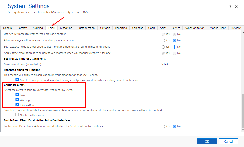 Mailbox Alerts Hideshow Behavior In Dynamics 365 Crm D365 Demystified