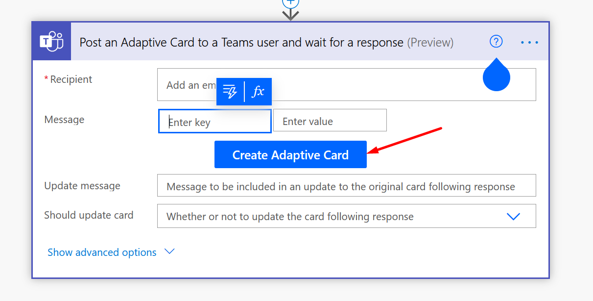 Visualize Adaptive Card for Teams user action within a Cloud Flow ...