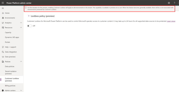 Customer Lockbox (preview) in Power Platform Admin Center | Dynamics ...