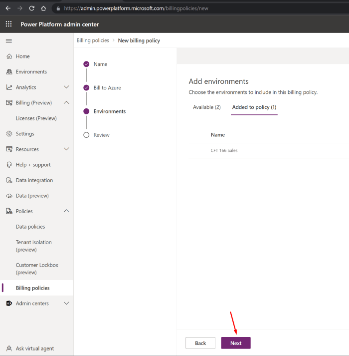 Setting up Billing Policy for Dataverse Environments in Power Platform ...