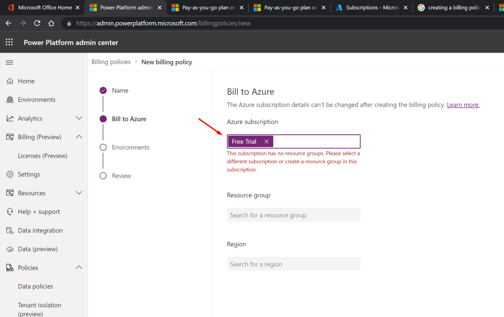 Setting up Billing Policy for Dataverse Environments in Power Platform ...