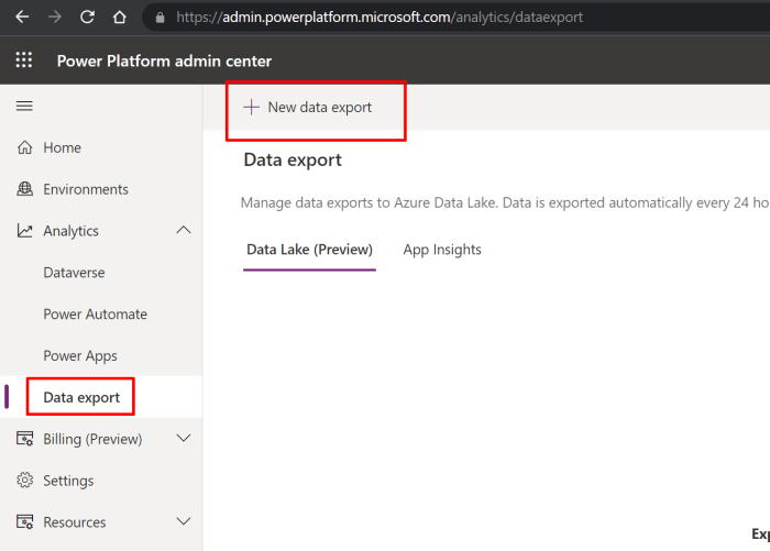 Power Platform self-service analytics Data Export to Data Lake [Preview] | Power Platform Admin ...