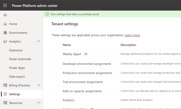 Weekly Digest for usage insights | Power Platform Admin Center | D365 ...