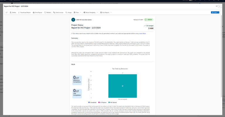 Project Status Update Reports on Projects using Copilot in Project ...